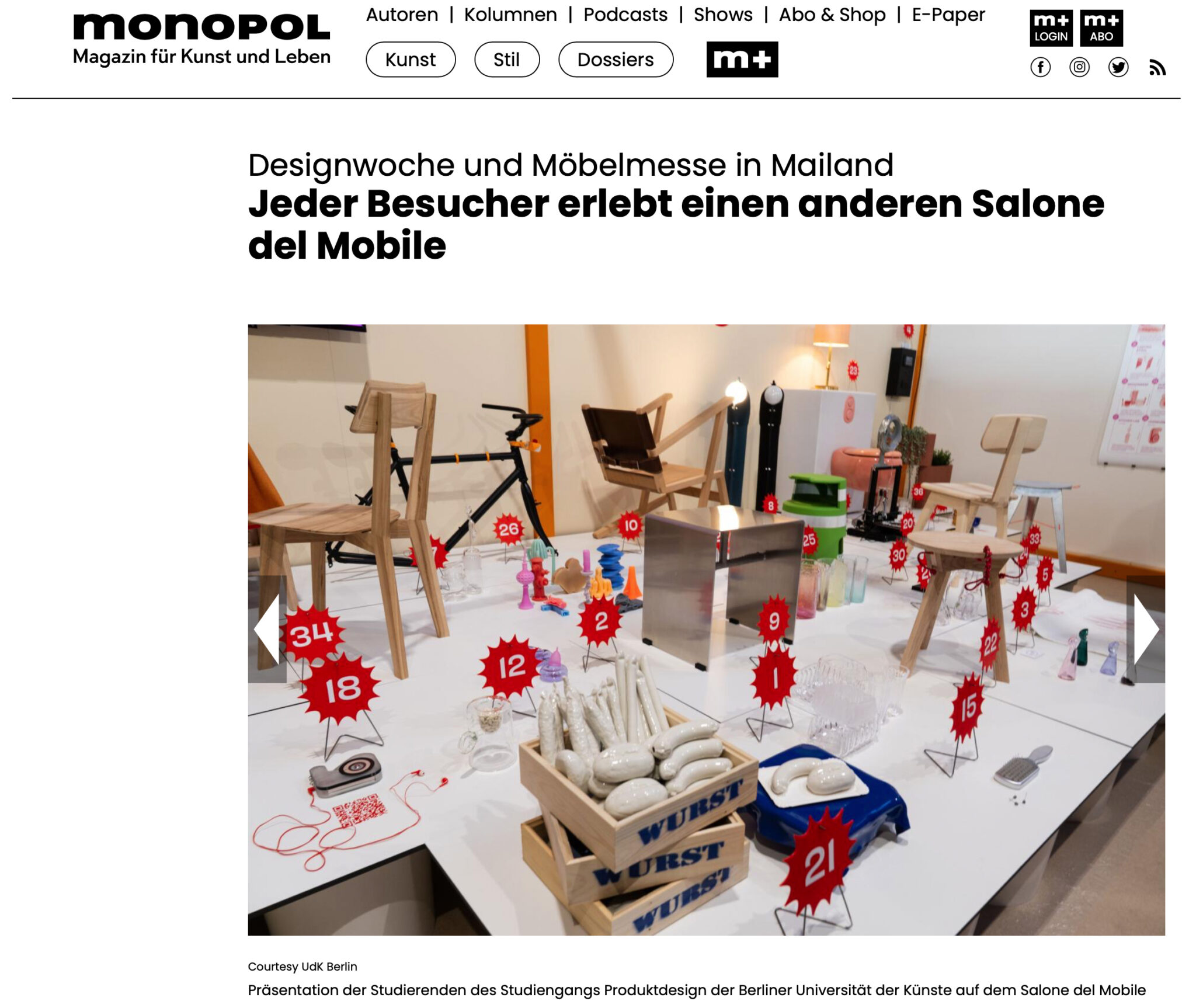 IPP in Monopol magazine online - Studiengang Design
